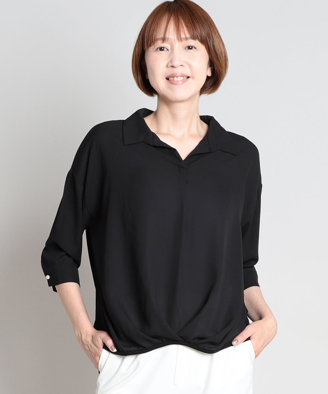 布帛七分袖ブラウス elife_select(イーライフセレクト) 50代60代からのファッション通販elife store(イーライフストア) – elife store（イーライフストア）