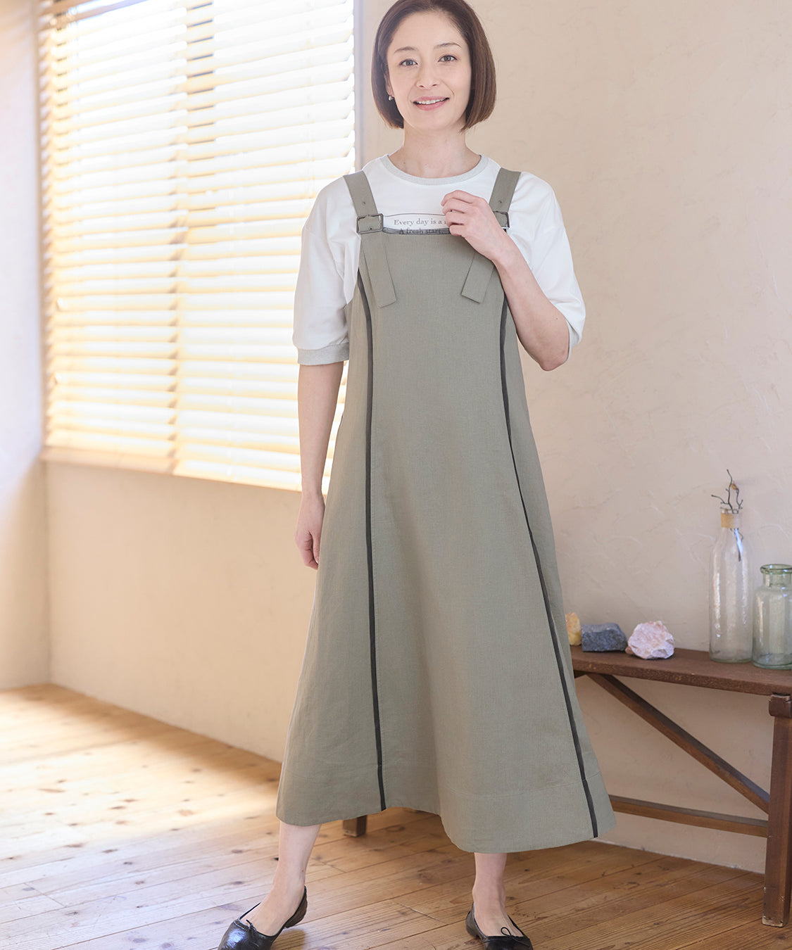 プレジールリネンジャンパードレス Ami by LF (アミ バイ リンクフロー) 公式ストア 50代60代からのファッション通販elife ...